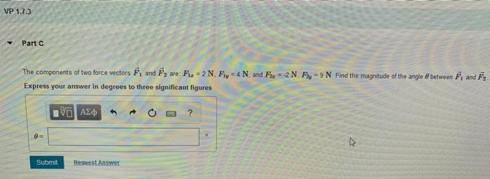 Solved The components of two force vectors F1 and F2 are: | Chegg.com