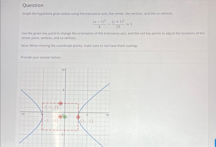 Solved Graph the hyperbola given below using the transverse | Chegg.com