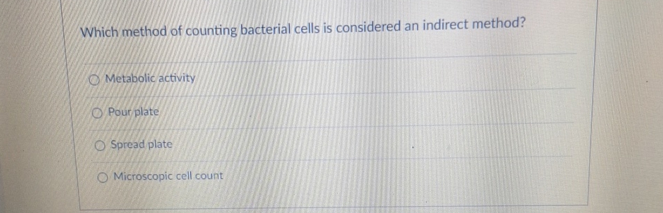 Solved Which method of counting bacterial cells is | Chegg.com