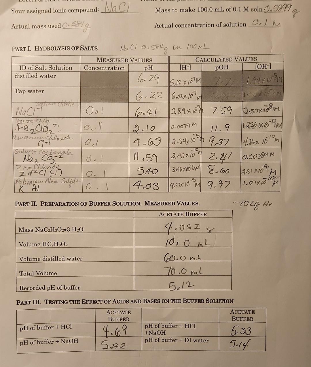 Solved (6) 3. Repeat #1 and 2 for the other ionic solutions | Chegg.com