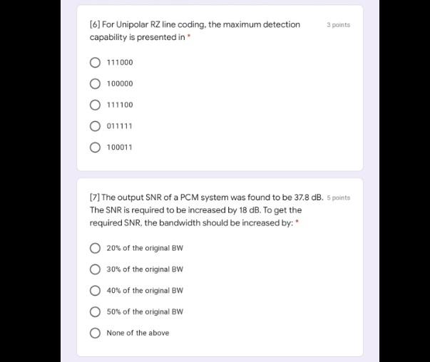 Solved 3 points [6] For Unipolar RZ line coding, the maximum | Chegg.com
