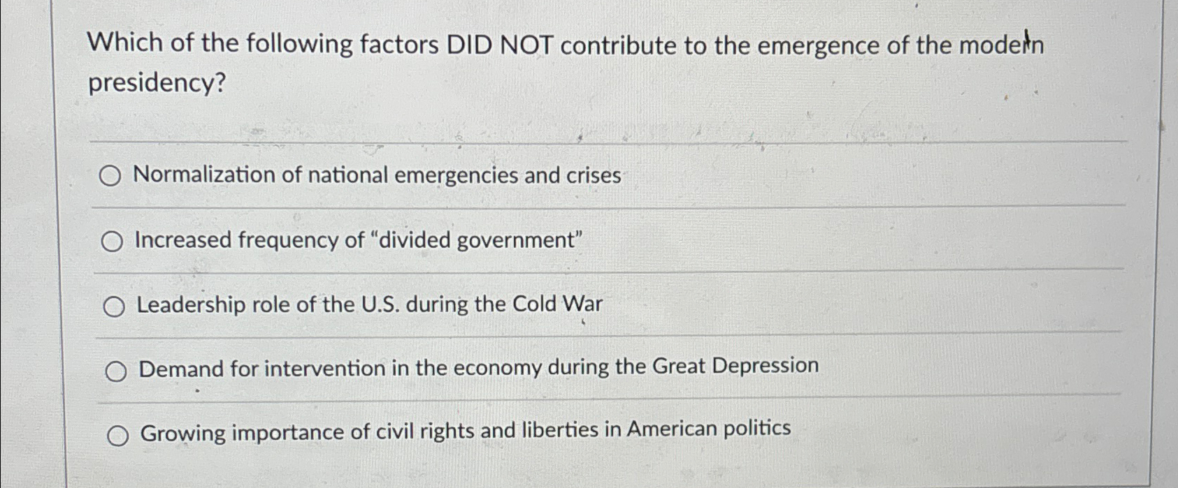Which of the following factors DID NOT contribute to | Chegg.com