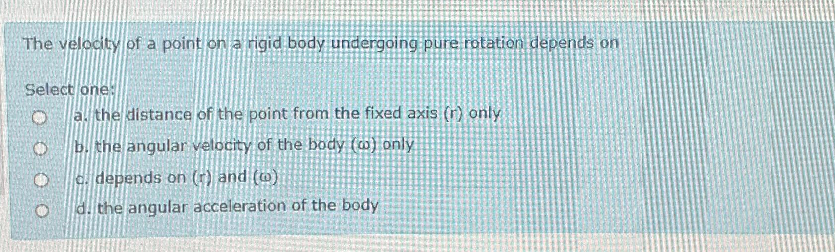 Solved The velocity of a point on a rigid body undergoing | Chegg.com