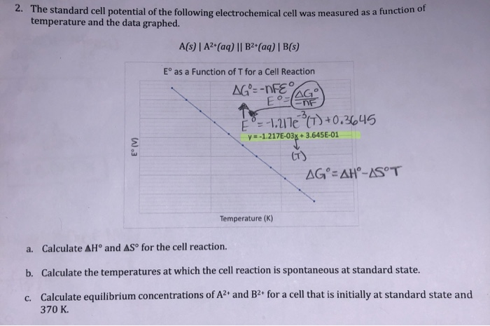 Solved 2. The standard cell potential of the following | Chegg.com