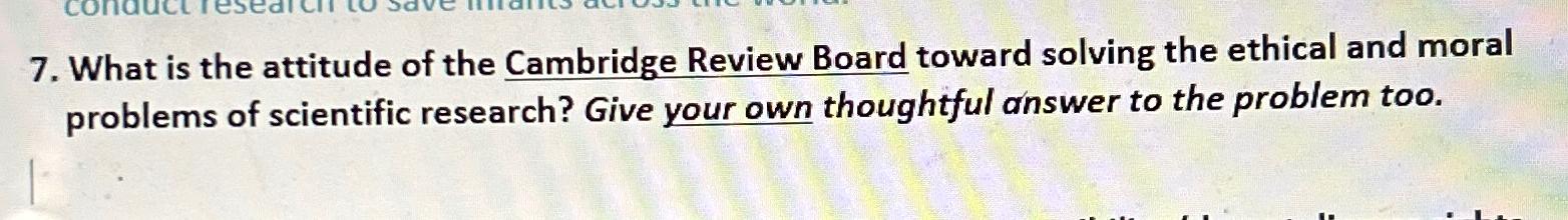 Solved What is the attitude of the Cambridge Review Board | Chegg.com