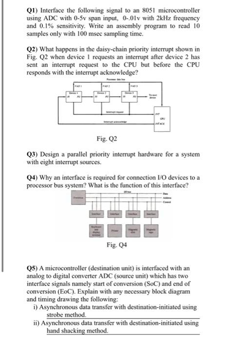 Solved Q1) Interface the following signal to an 8051 | Chegg.com