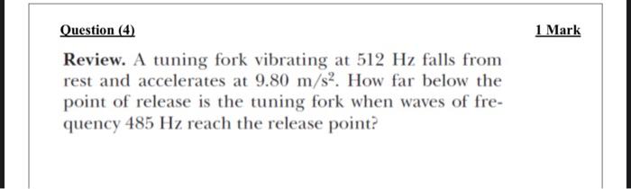 Solved Question (4) Review. A tuning fork vibrating at 512 | Chegg.com