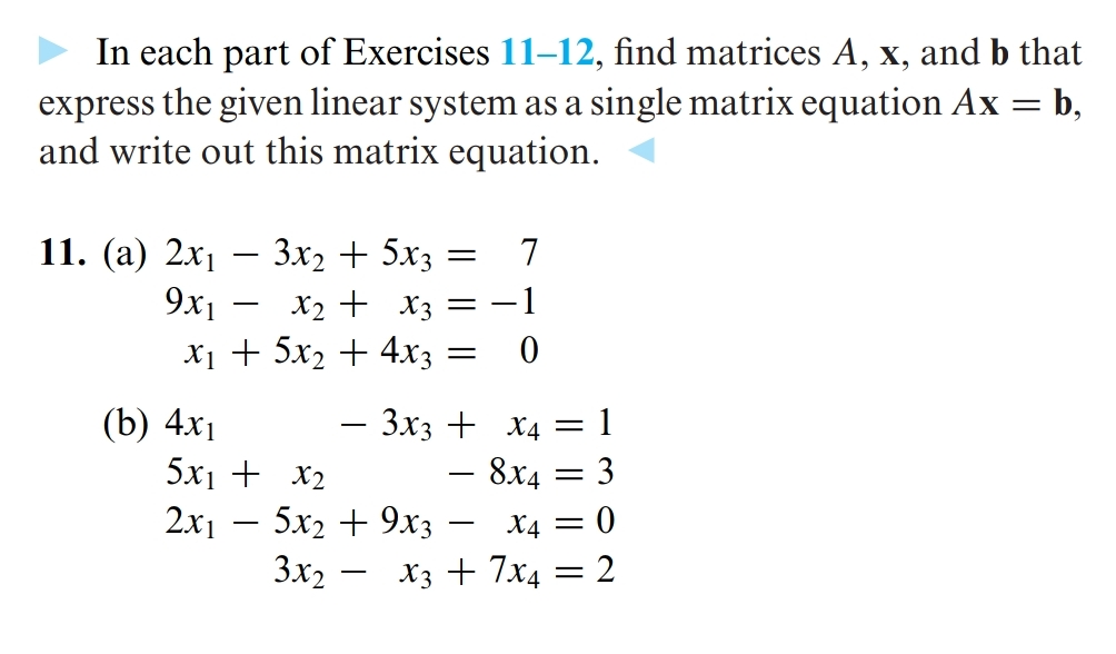 Solved In each part of Exercises 11-12, ﻿find matrices A,x, | Chegg.com