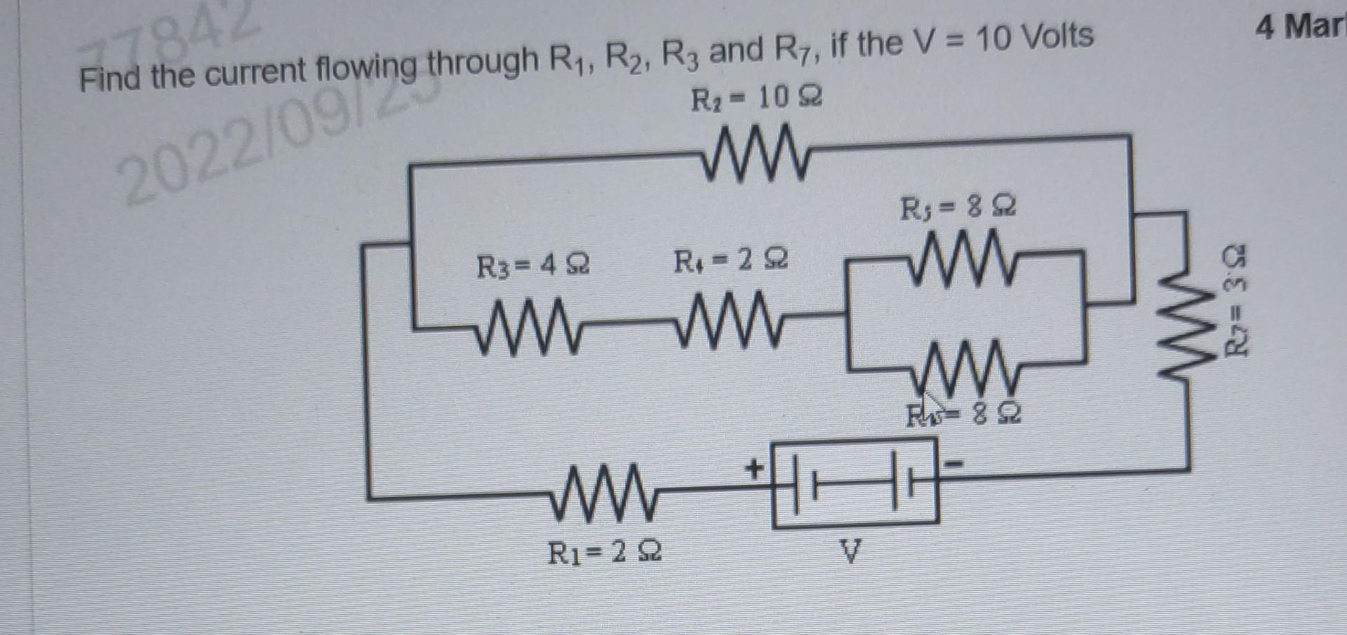 Solved find the current flowing through R1, R2, R3, and R7, | Chegg.com