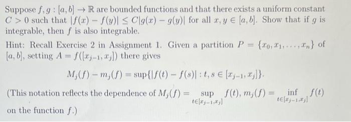 Solved Suppose f, g : [a, b] → R are bounded functions and | Chegg.com