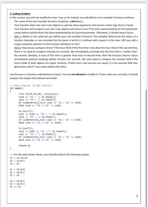 Solved 2. Coding Problem In this session, you will not | Chegg.com