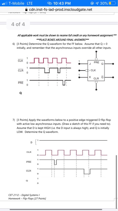 Solved 1 30% .. T-Mobile LTE 10:43 PM | Chegg.com