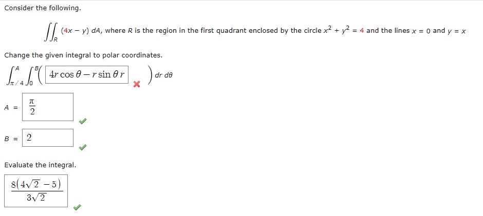 Solved Consider the following.∬R(4x-y)dA, ﻿where R ﻿is the | Chegg.com