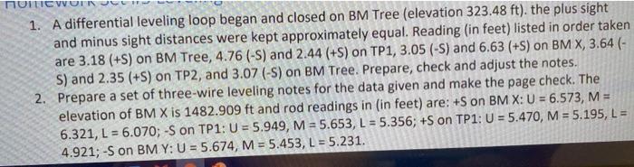 Solved MUNICV 1. A differential leveling loop began and | Chegg.com