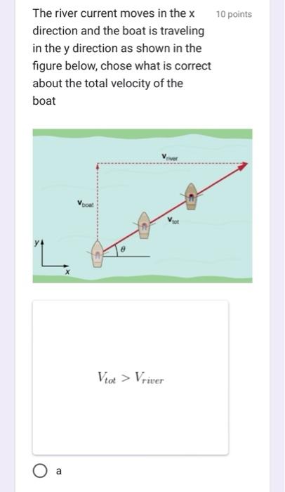 Solved The river current moves in the x 10 points direction | Chegg.com