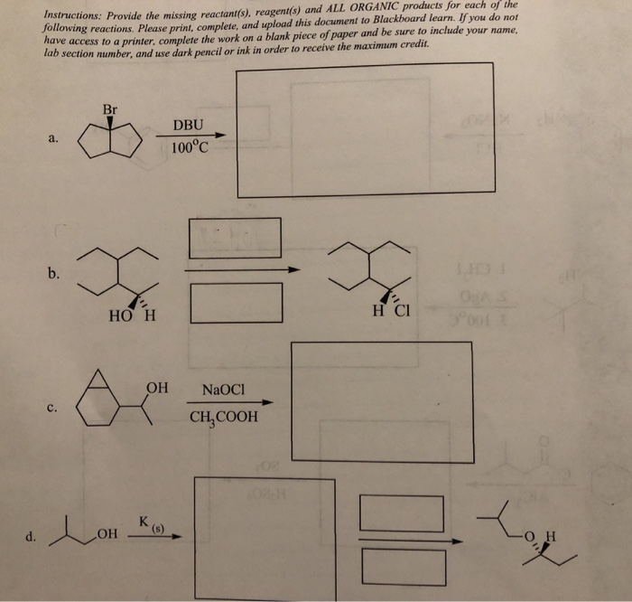Solved instructions: Provide the missing reactant(s), | Chegg.com