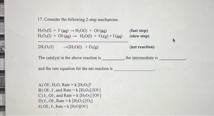17. Consider the following 2 -step mechanism. | Chegg.com