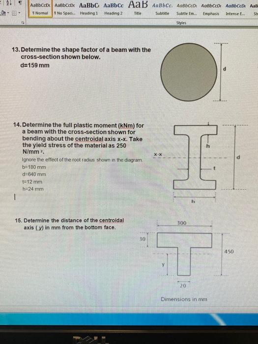 Solved Styles 1. What is the elastic modulus (mm ) of a beam | Chegg.com