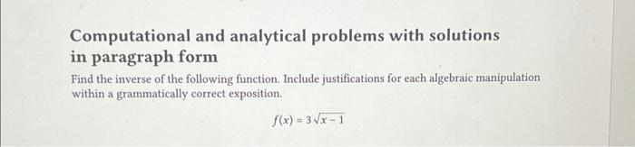 Solved Computational and analytical problems with solutions | Chegg.com