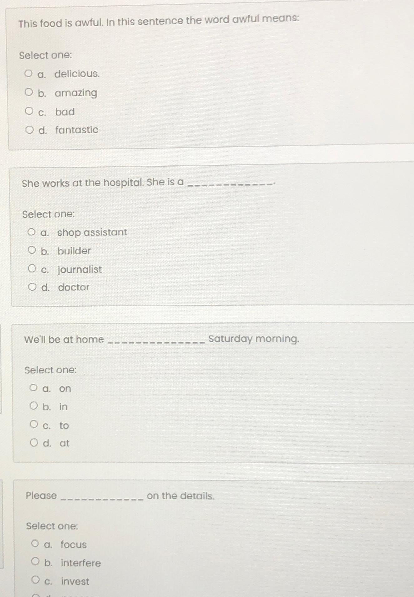 This food is awful. In this sentence the word awful | Chegg.com