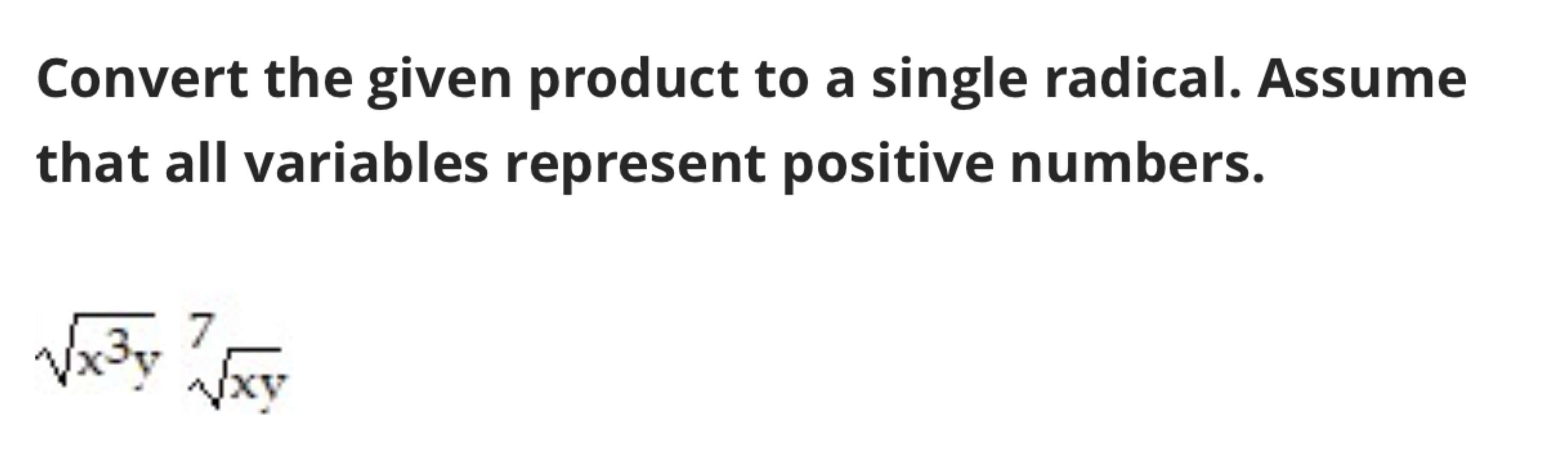 Solved Convert the given product to a single radical. | Chegg.com