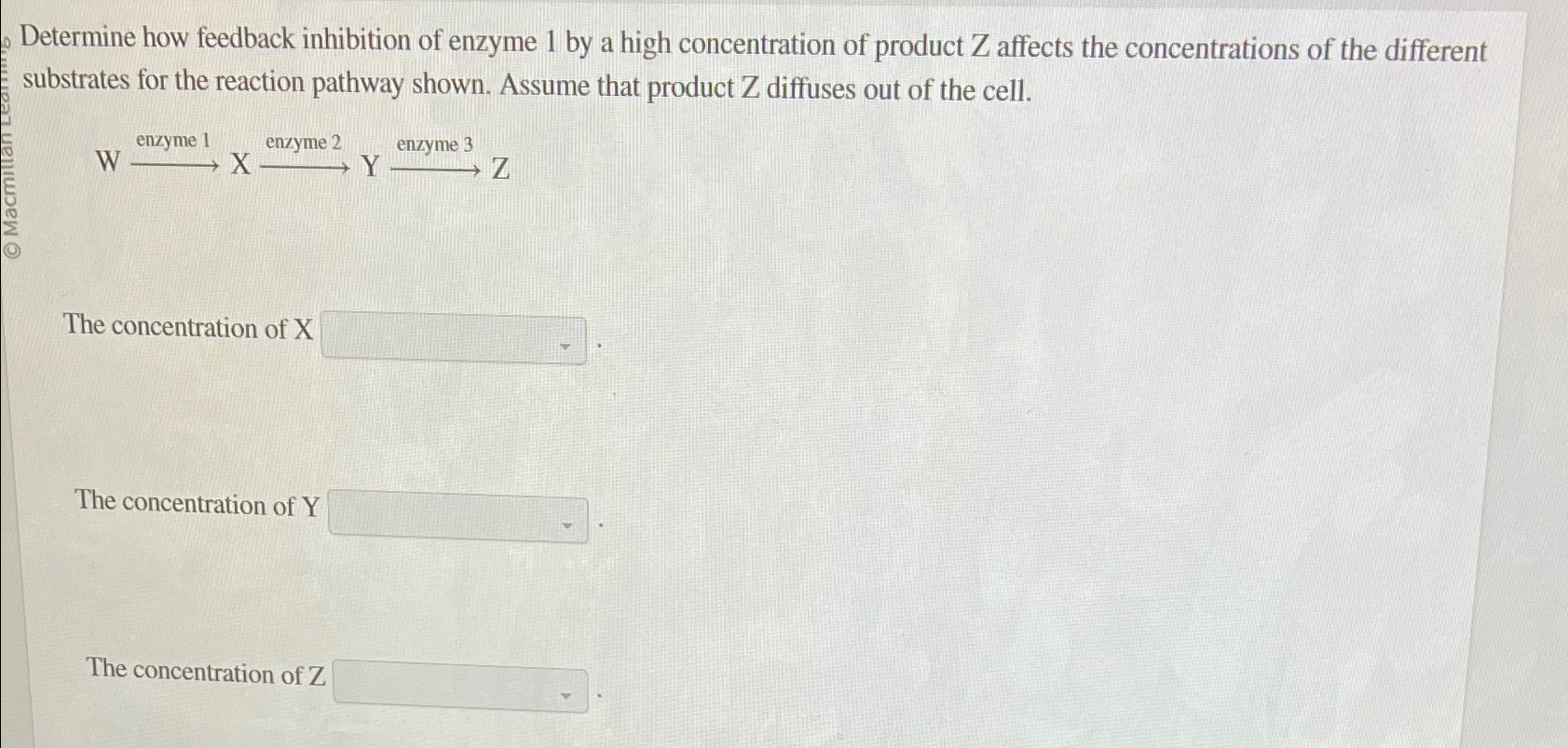 Solved Determine how feedback inhibition of enzyme 1 ﻿by a | Chegg.com