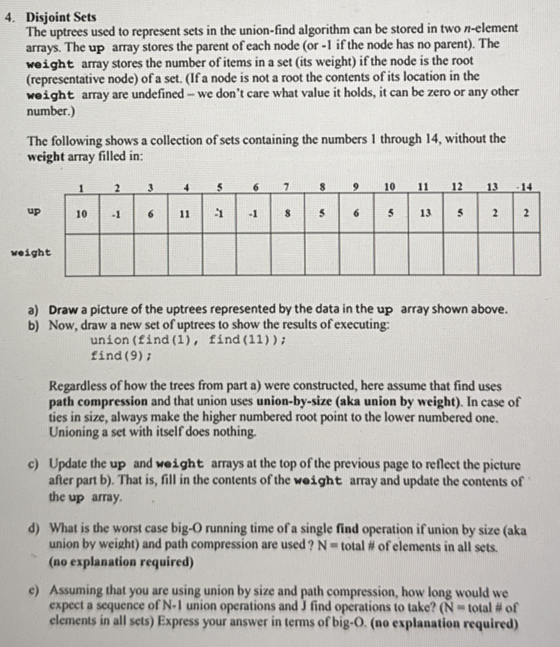 Solved Disjoint SetsThe uptrees used to represent sets in | Chegg.com