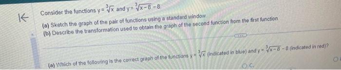 Solved Consider the functions y=3x and y=3x−8−8 (a) Sketch | Chegg.com