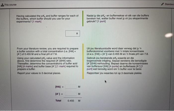 Solved Having calculated the pKG and buffer ranges for each | Chegg.com