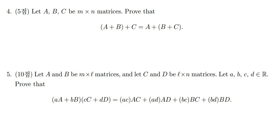 Solved 4. (571) Let A, B, C be m x n matrices. Prove that (A | Chegg.com