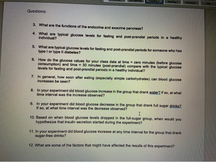 Solved Blood Glucose Regulation Worksheet Table 1: Blood | Chegg.com