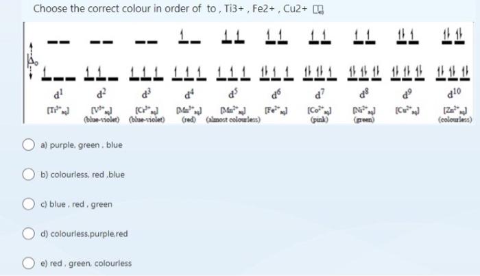 Solved Choose the correct colour in order of to, | Chegg.com