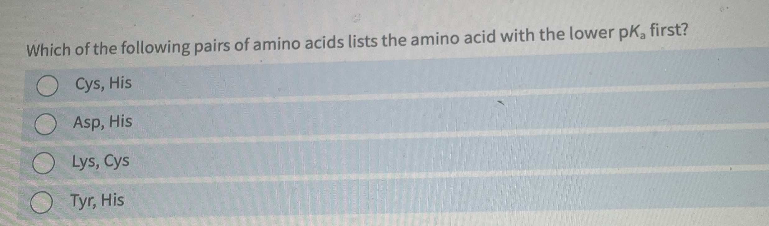 Which of the following pairs of amino acids lists the | Chegg.com