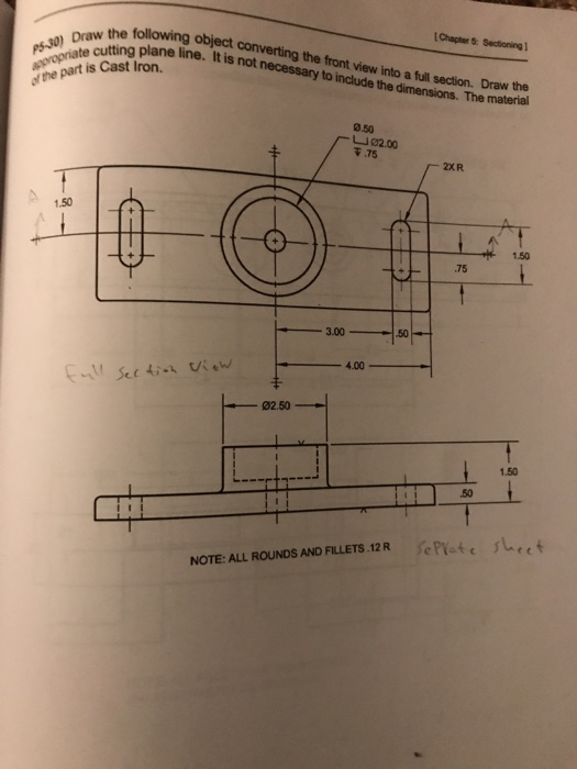 Solved following object converting the front view into a | Chegg.com