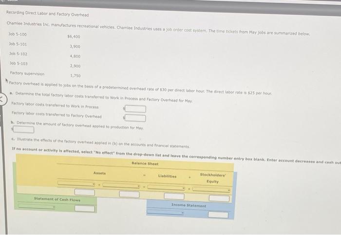 Solved Recording Direct Labor and Factory Overhead Charlee | Chegg.com