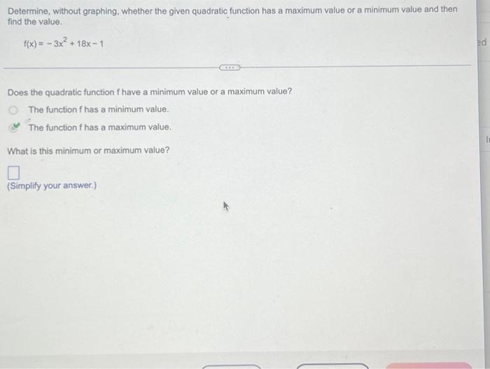 Determine, without graphing. whether the given | Chegg.com