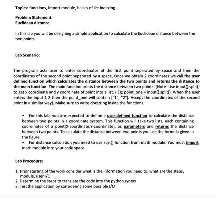 Solved Topics: functions, import module, basics of list | Chegg.com