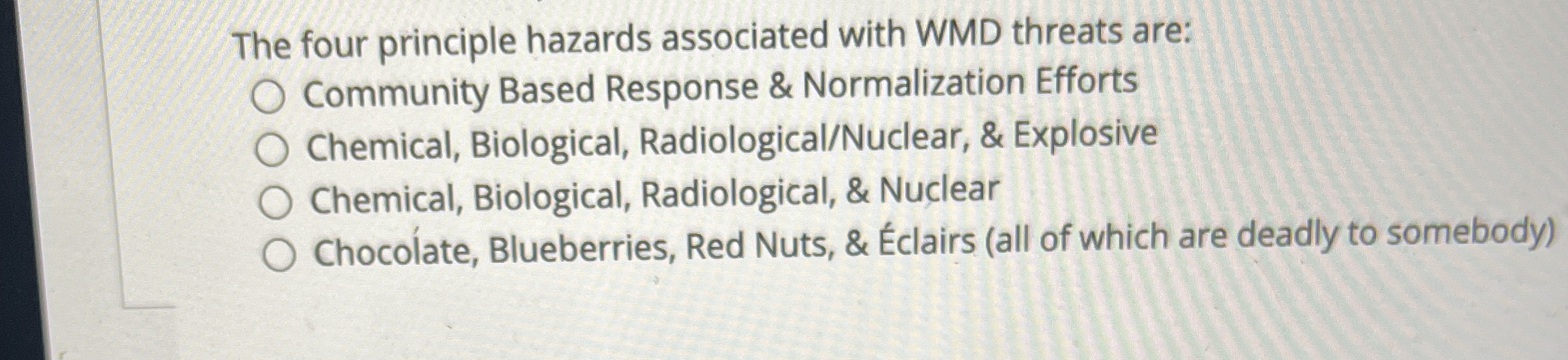 Solved The four principle hazards associated with WMD | Chegg.com