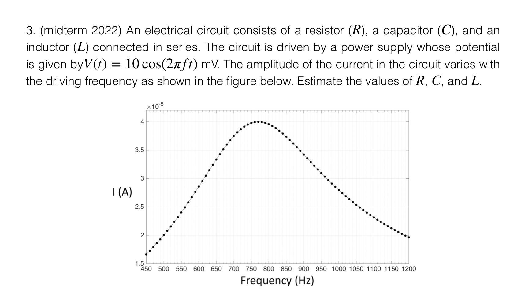 Solved (midterm 2022) ﻿An electrical circuit consists of a | Chegg.com