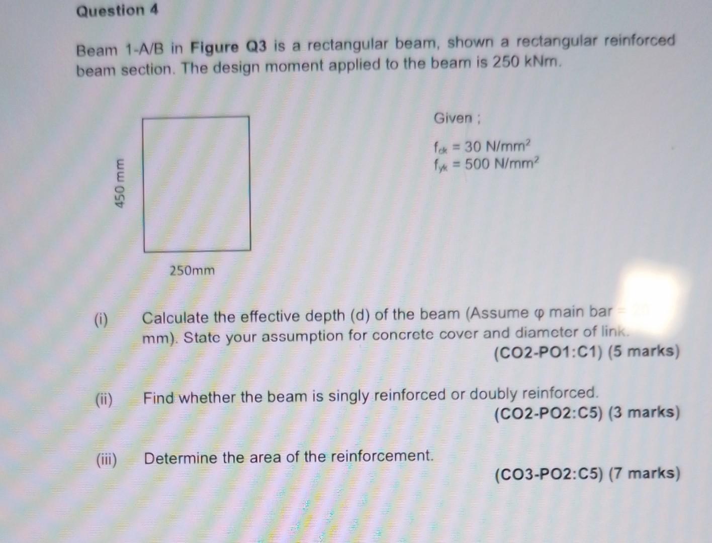 Solved Beam 1-A/B in Figure Q3 is a rectangular beam, shown | Chegg.com