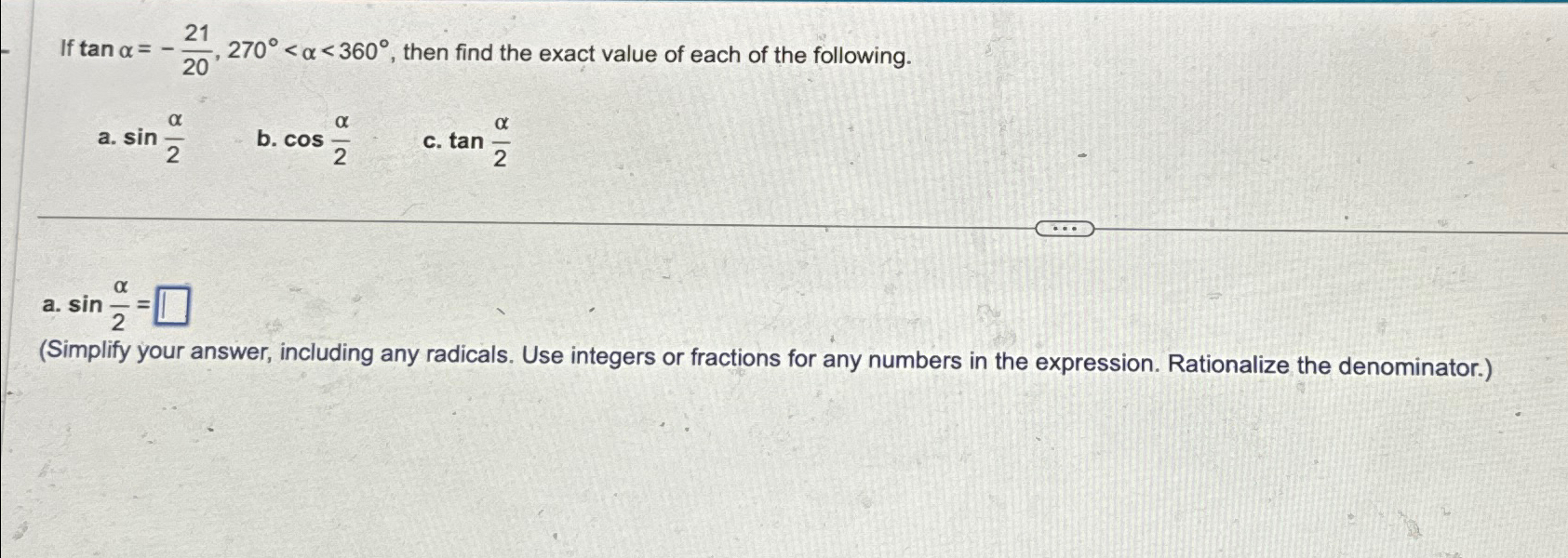Solved If tanα=-2120,270°