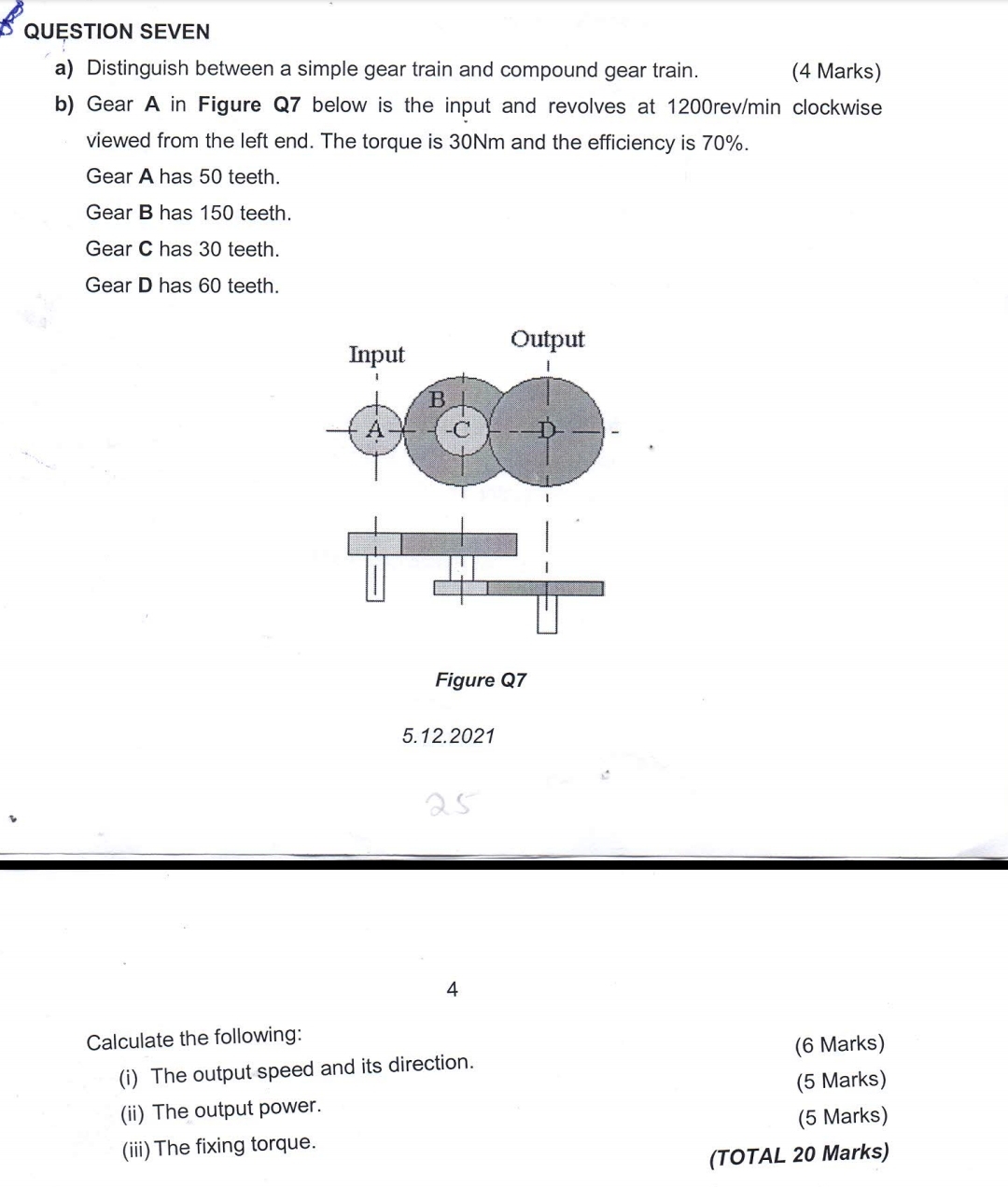 Solved QUESTION SEVENa) ﻿Distinguish between a simple gear | Chegg.com