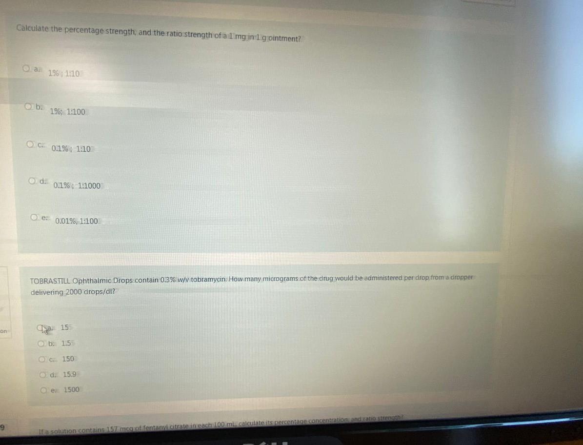 Solved Calculate the percentage strength, and the ratio | Chegg.com