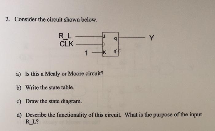 Solved 2. Consider the circuit shown below. J RL CLK a Y 1 | Chegg.com