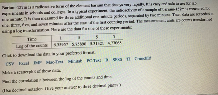 Solved Barium-137m is a radioactive form of the element | Chegg.com