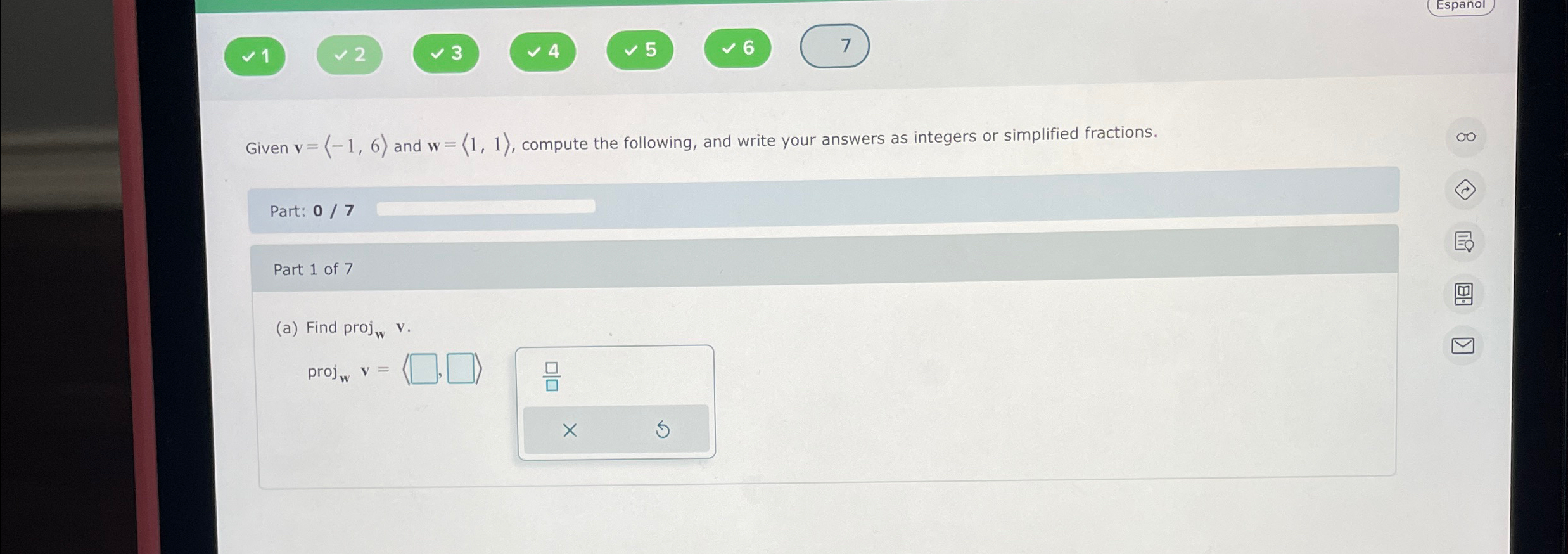 Solved 2 3 4 5 6Given v=(:-1,6:) ﻿and w=(:1,1:), ﻿compute | Chegg.com
