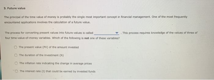 Solved 3. Future value The principal of the time value of | Chegg.com