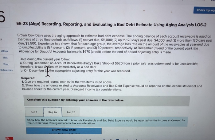 Solved Check my wo E6-23 (Algo) Recording, Reporting, and | Chegg.com