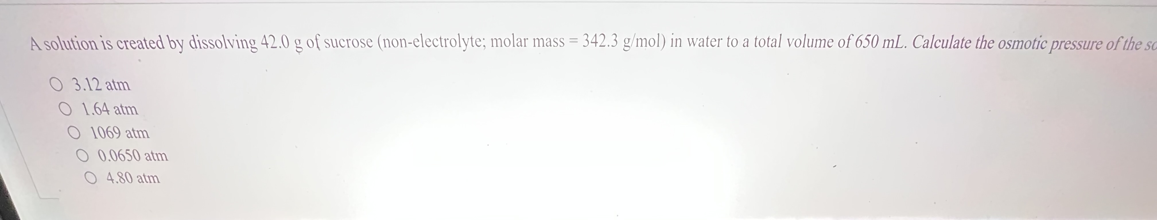 Solved A solution is created by dissolving 42.0g ﻿of sucrose | Chegg.com