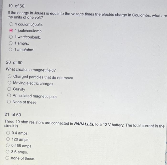 Solved If the energy in Joules is equal to the voltage times | Chegg.com